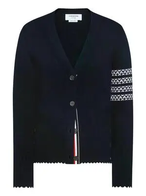 Thom Browne Four-stripe V-neck Cardigan - Blue