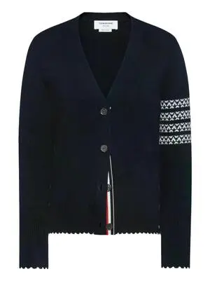Thom Browne Four-stripe V-neck Cardigan - Blue