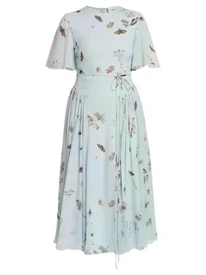 Erdem Printed Detail Midi Dress - Blue