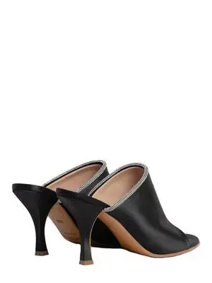 Alberta Ferretti Embellished Trim Heeled Sandals - Black