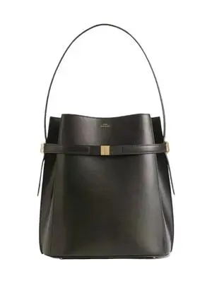 TOTEME Belted Leather Bucket Bag - Brown