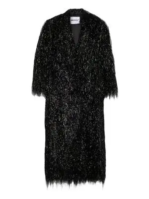 MEDEEA MEDEEA Black Loose Threads Metallic Effect Coat