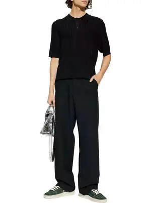 GOLDEN GOOSE Ribbed Button Polo Shirt - Black