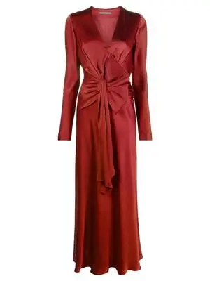 Alberta Ferretti Bow-detail Draped Gown - Red
