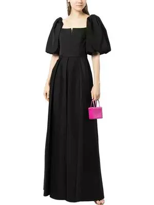 Alberta Ferretti Pleat-detail Gown - Black