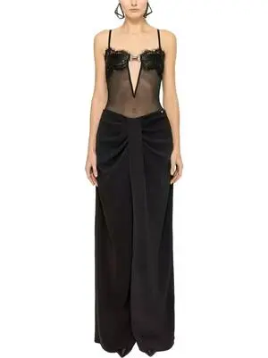 NISSA NISSA Side-Pockets Loose Fit Draped Detail Pants