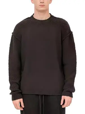 THE VIRIDI-ANNE Cotton Crew Neck Long Sleeve Sweater - Black