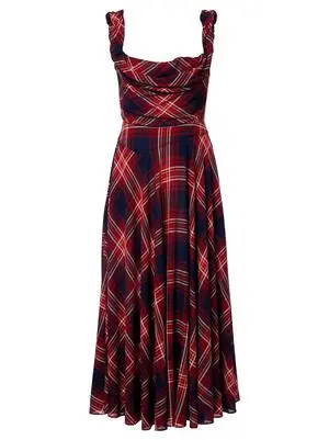 VIVIENNE WESTWOOD Chichi Draped Plaid Midi Dress - Red