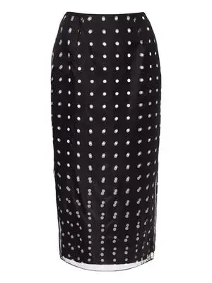 EMILIA WICKSTEAD Bethan Polka-dot Silk Taffeta Pencil Skirt - Black