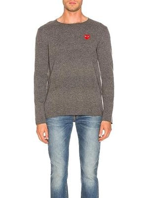 Play Comme Des Garcon Logo Emblem Sweatshirt Grey