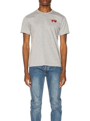 Play Comme Des Garcon Double Heart Tee - Grey