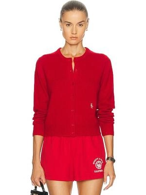 SPORTY & RICH Cashmere Cardigan - Ruby