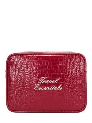 ABBODE Travel Essentials Croc Effect Pouch - Red