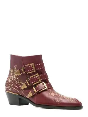 Chloé Susanna Studded Ankle Boots - Red