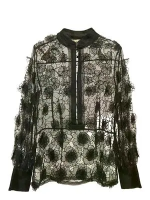 Just Cavalli Floral Appliqué Blouse - Black