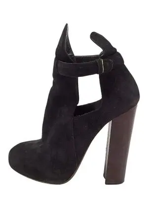 Celine Suede Cut-out Ankle Boots - Black