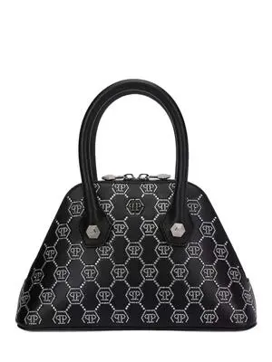 Philipp Plein Majestic Monogram Rhinestone Handle Bag - Black