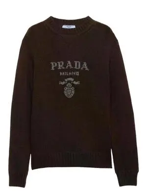 Prada Logo Crew Neck Sweater - Brown