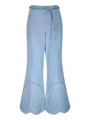 Zimmermann Embroidered Eyelet Trousers - Blue
