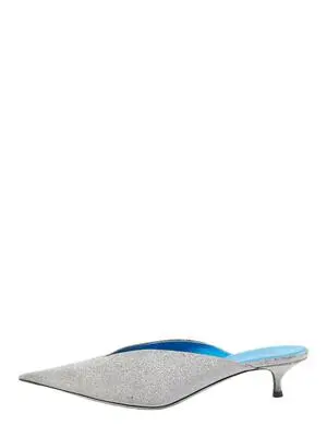 Balenciaga Tone Glitter Pointed Toe Mules - Silver