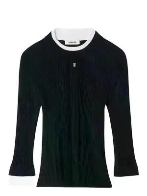 Sandro Long-sleeve Ribbed Sweater - Blue