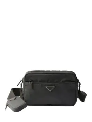 Prada Zip Pouch Woven Strap Shoulder Bag - Grey