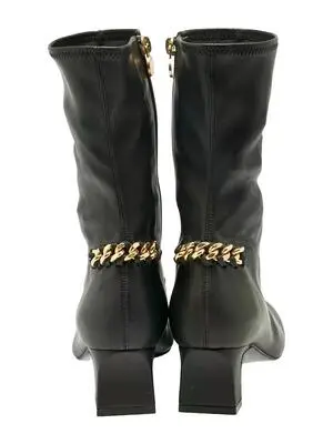 Stella McCartney Leather Chain-trim Ankle Boots - Black