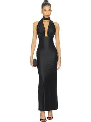 Delfi Athena Halterneck Maxi Dress - Black