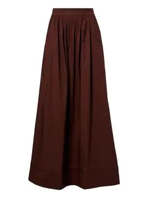 ADRIANA DEGREAS Pleated Cotton Maxi Skirt - Brown