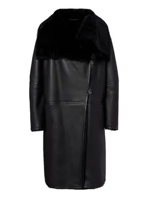 TOTEME Toteme Shearling-Lined Leather Coat Black