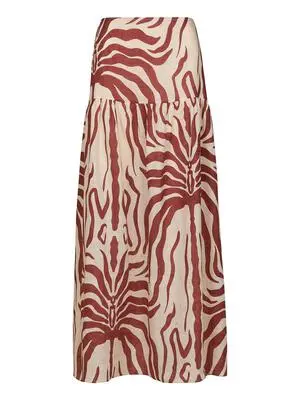 Johanna Ortiz Printed Linen Maxi Skirt - Multi