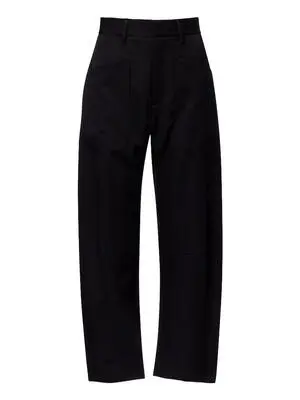 NILI LOTAN Shon Virgin Wool Barrel-leg Trousers - Black