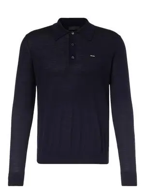 Prada Virgin Wool Polo Sweater - Blue