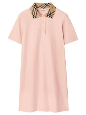 Burberry Check Collar Polo Mini Dress - Pink
