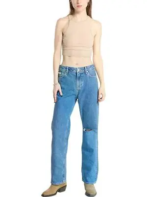 Calvin Klein Straight Leg Ripped Jeans - Blue