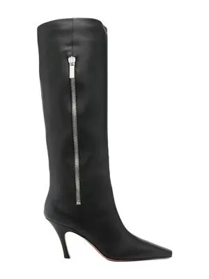 Amina Muaddi Mona Side-zip Square-toe Boots - Black