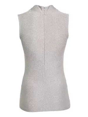 REISS Sleeveless High Neck Knit Top - Silver