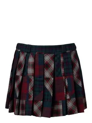 Miu Miu Patchwork Plaid Virgin Wool Miniskirt - Multicoloured