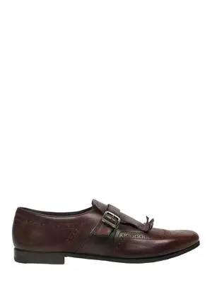 Church's Dark Leather Monk Shoes With Brogue Detailing - Brown