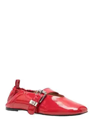 GANNI Buckled Ballet Flats - Red