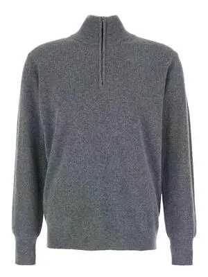 ROBERTO COLLINA High Neck Ribbed Knit Sweater - Grey