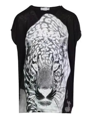 Stella McCartney Leopard Print Crewneck T-shirt - Black