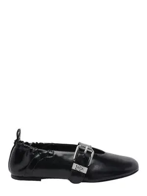 GANNI Sue Ballet Flats With Buckle Detail - Black