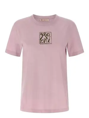 Marni Logo-print Crew Neck T-shirt - Pink