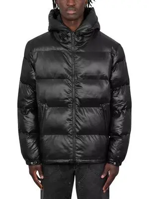 PATTA Quilted Script Logo Puffer Jacket - Black