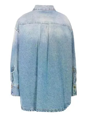 Attico The Attico Logo-Embroidered Button-Up Denim Shirt Blue