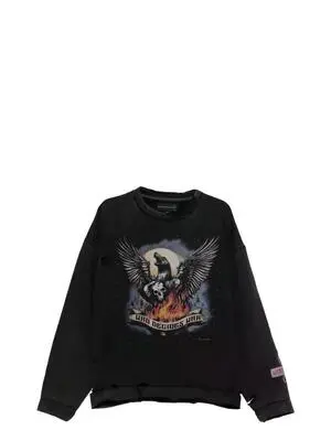 WHO DECIDES WAR Graphic Distressed Sweatshirt - Grey