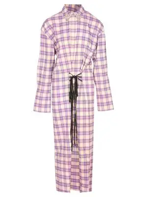 Essentiel Antwerp Checked Crystal-embellished Midi Shirt Dress - Purple