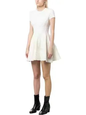 Miu Miu Jacquard A-line Mini Dress - White