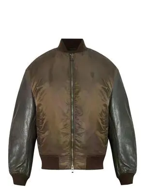 ALLSAINTS Myler Bomber Jacket With Leather Sleeves - Green